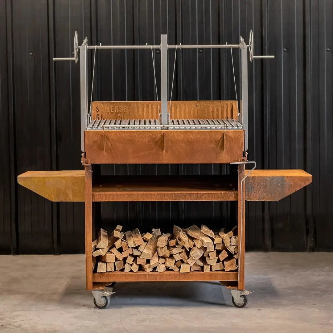 Grande Cor-Ten Woodstore Stand for an Argentinian Grill