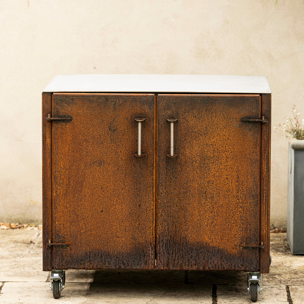 Cor-Ten Worktop Unit with doors